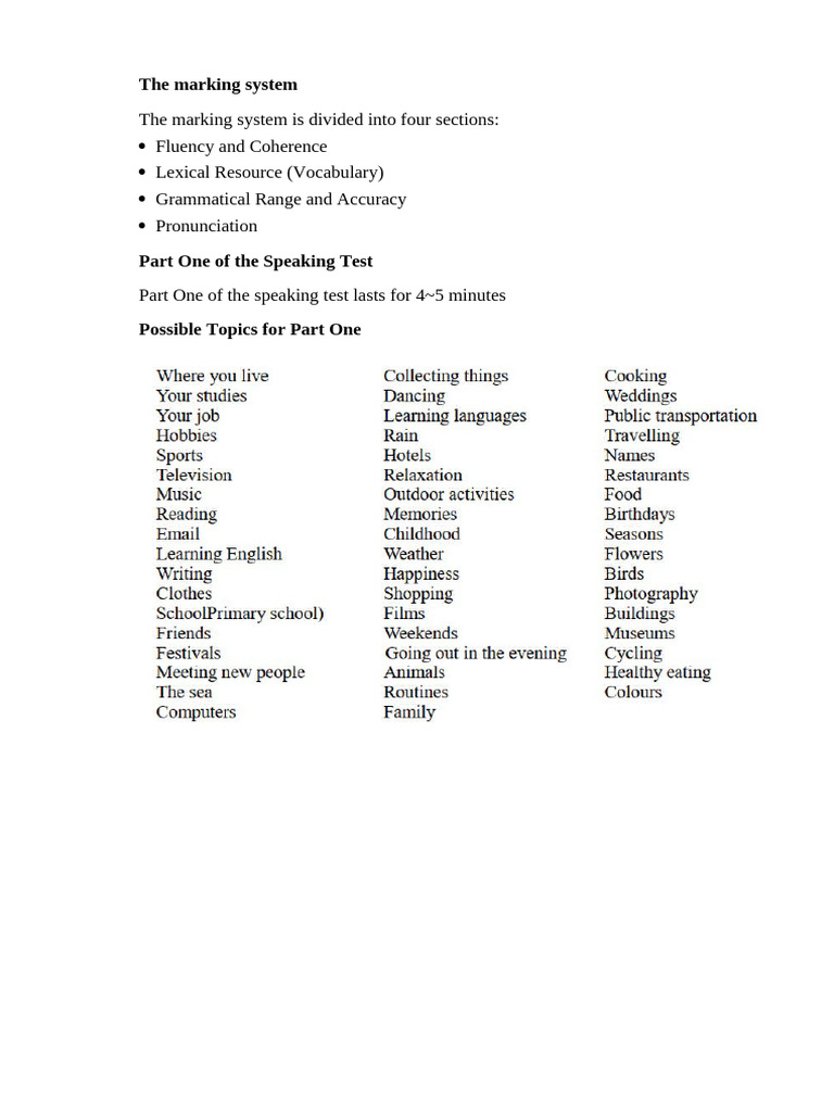Speaking Test Marking System Overview | PDF