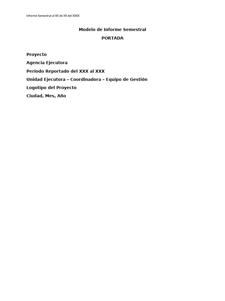 Modelo de Estructura de Informe Semestral 1 | PDF | Presupuesto