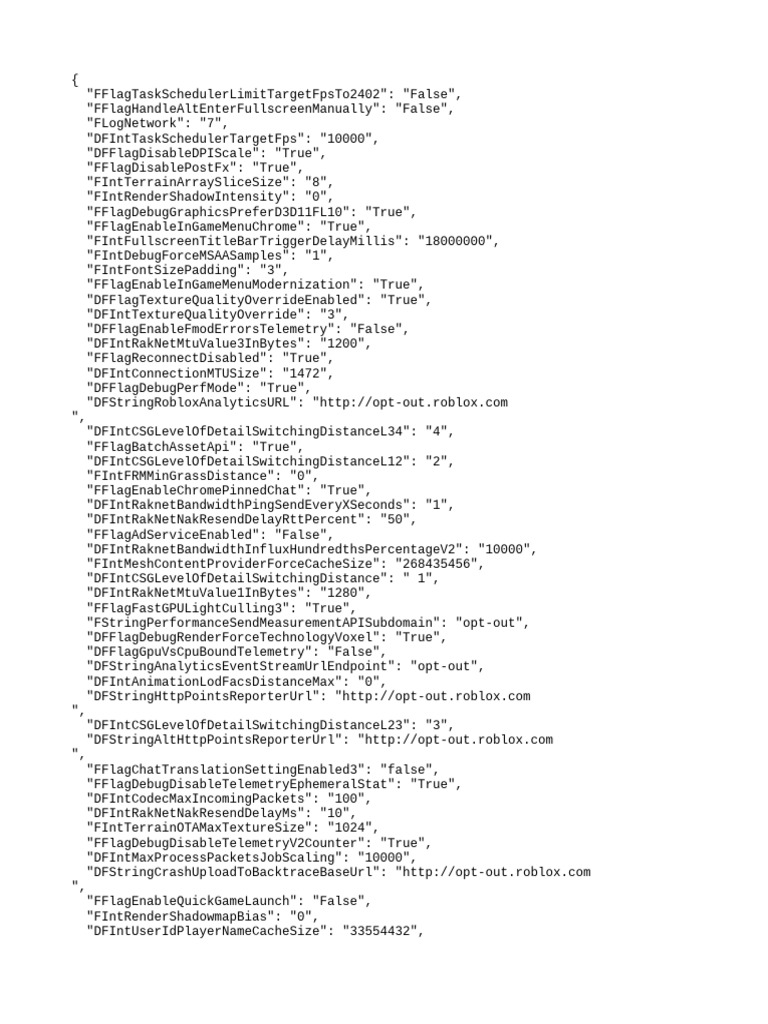 Roblox Configuration Flags Overview | PDF