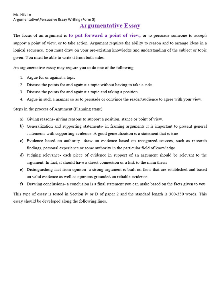 Argumentative Essay Writing Guide | PDF | Argument | Essays