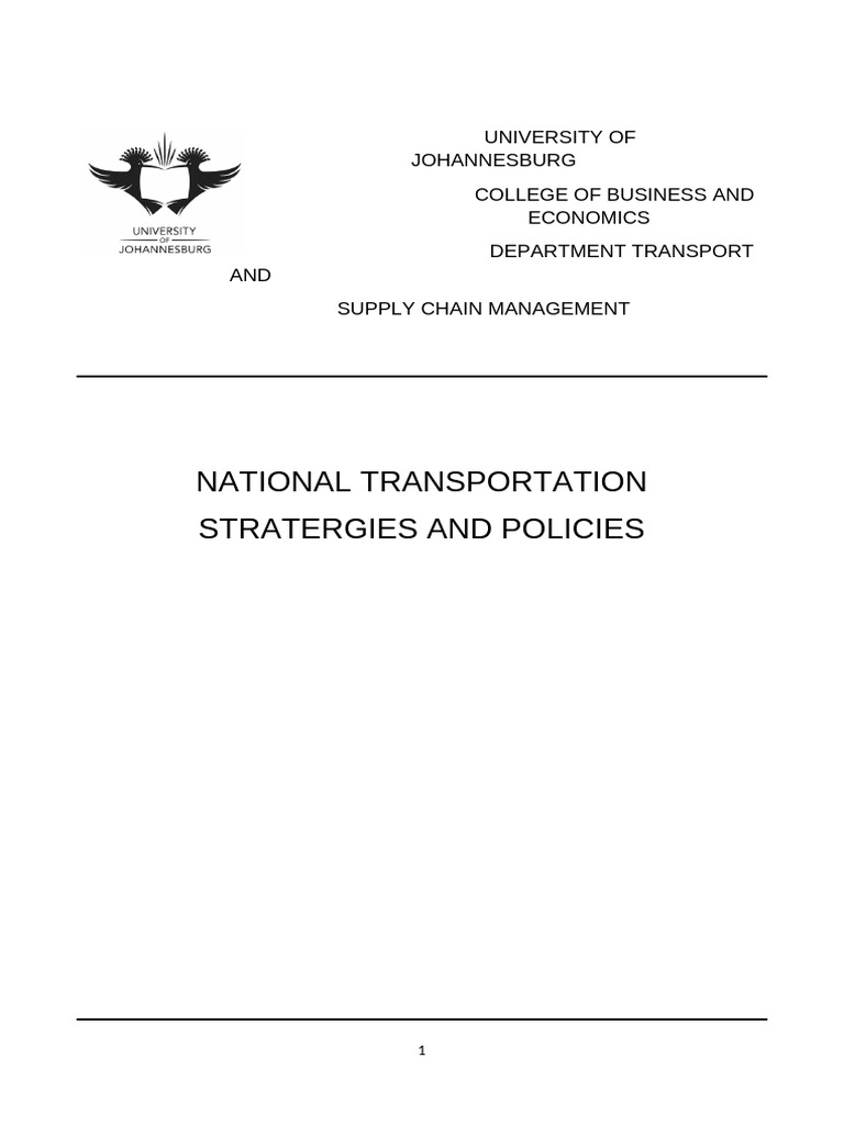 National Transportation Strategies and Policies - reviSED | PDF ...