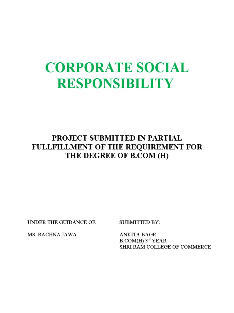 Corporate Social Responsibility | PDF | Business Ethics | Corporate ...