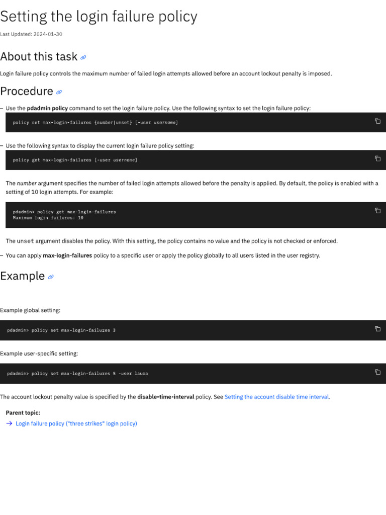 Isva Setting The Login Failure Policy | PDF