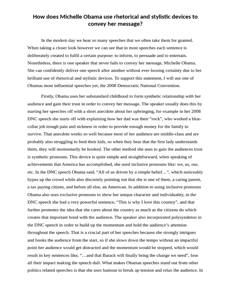Michelle Obama Paper 1 Mihailo | PDF | Metaphor