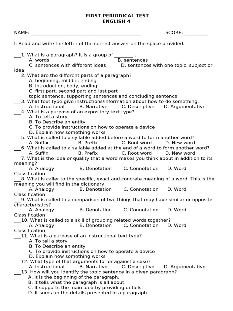 ENGLISH 4 (AutoRecovered) | PDF | Word | Analogy