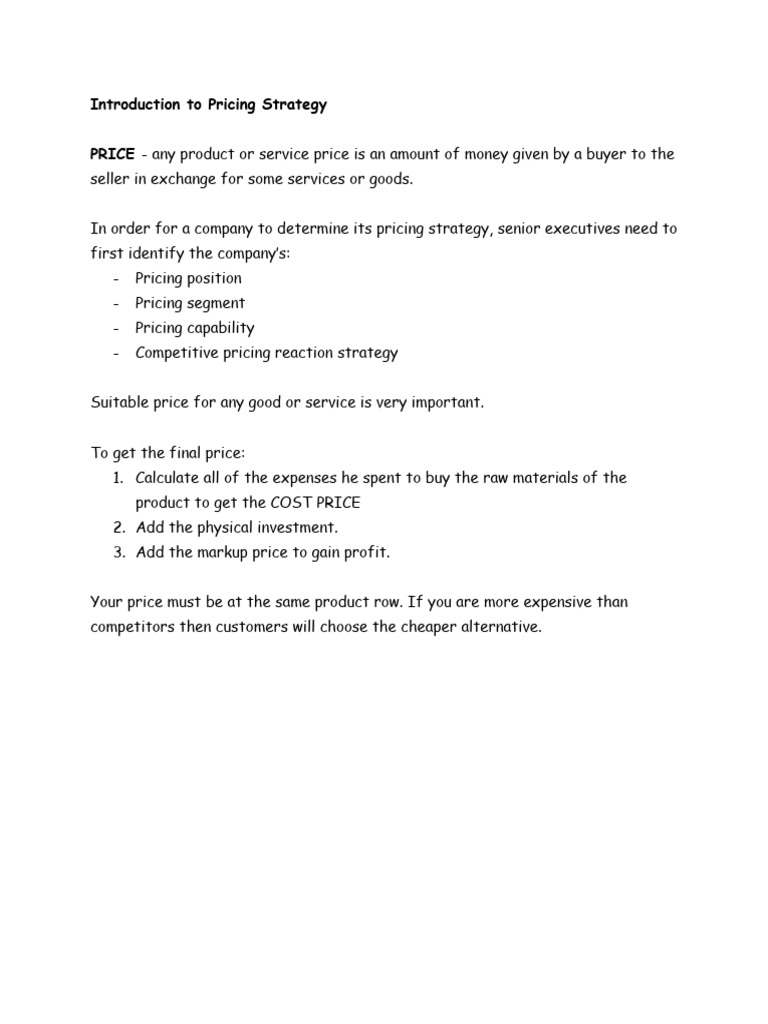 Pricing Strategy Overview | PDF | Prices | Pricing