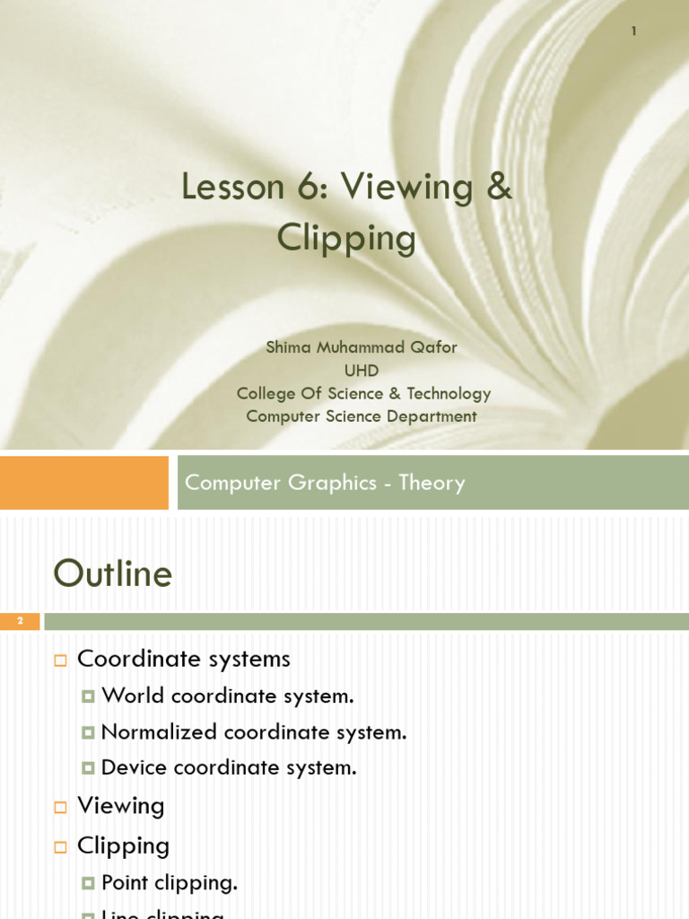 Computer Graphics Clipping Guide | PDF | 2 D Computer Graphics | Computer Graphics