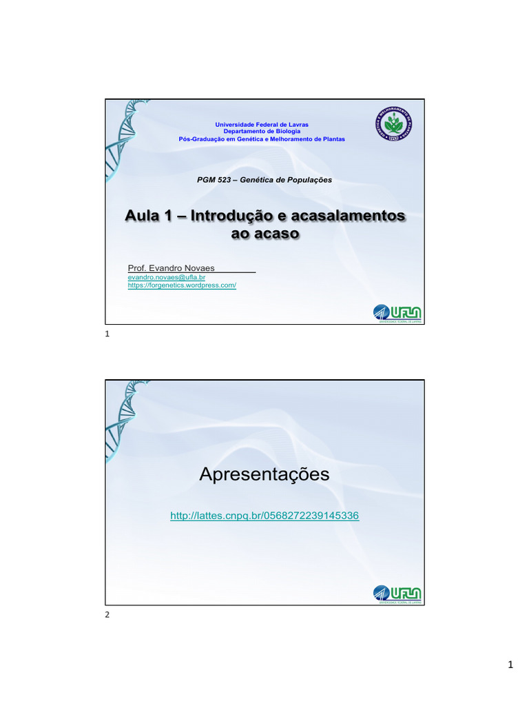 Aula1 - Introducao - EHW - e - LD | PDF | Alelo | Genética