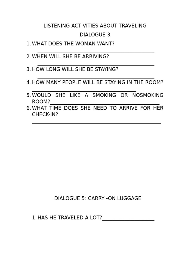 Listening Activities About Traveling2 | PDF