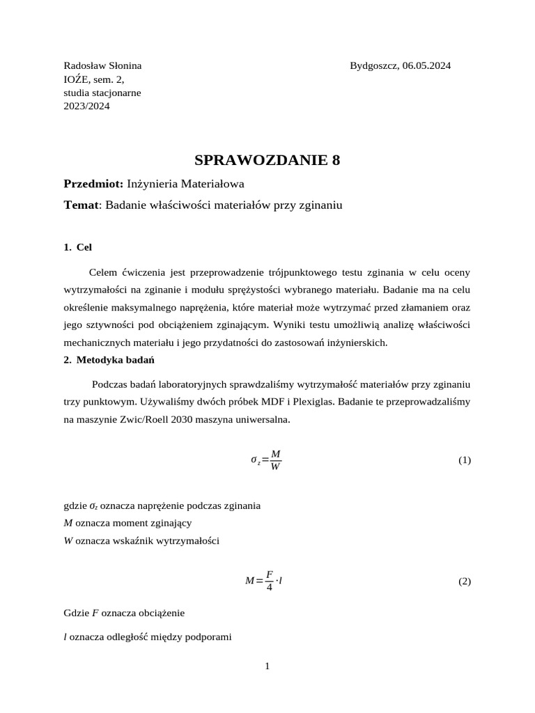 Sprawozdanie NR 8 | PDF