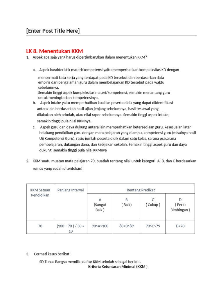 LK 8. Menentukan KKM | PDF