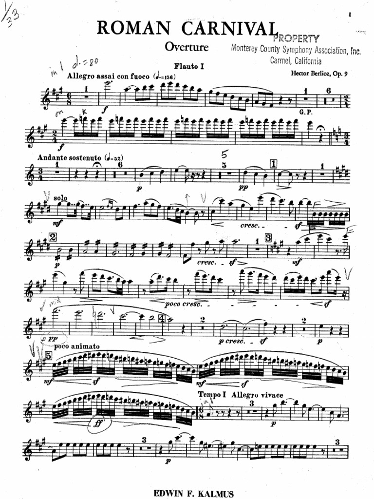 Berlioz - Roman Carnival Overture - 1 Flute 1 | PDF