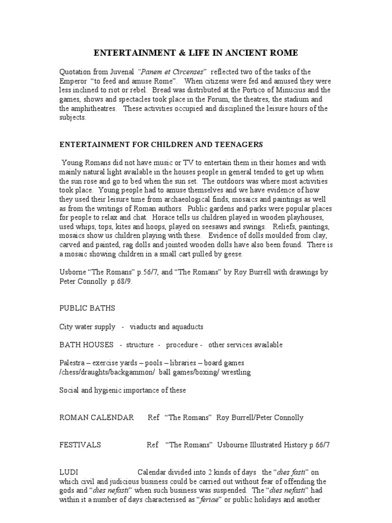 Entertainment in Ancient Rome | PDF | Gladiator | Ancient Rome