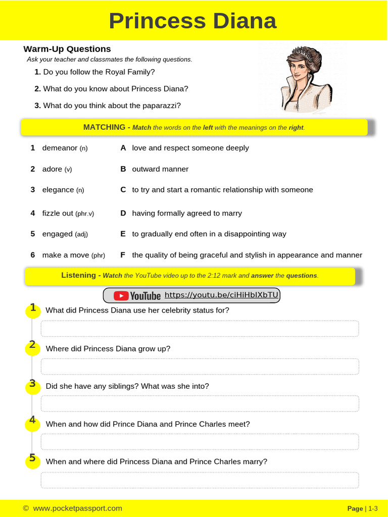 Princess Diana: Quiz and Discussion Guide | PDF | Diana