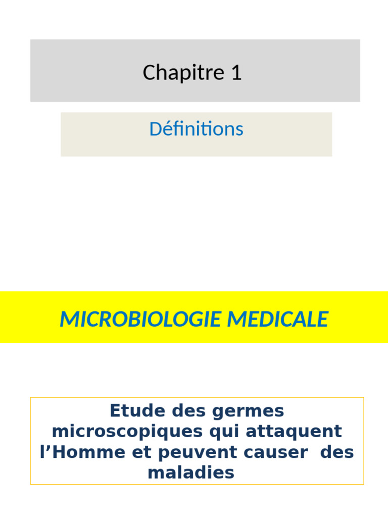 Chapitre 1 | PDF | Infection | Agent infectieux