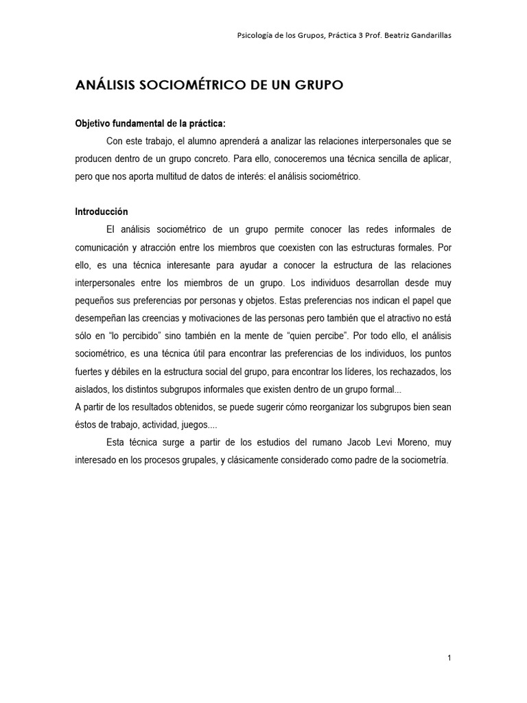 Analisis Sociometrico Manual | PDF | Cuestionario | Sicología