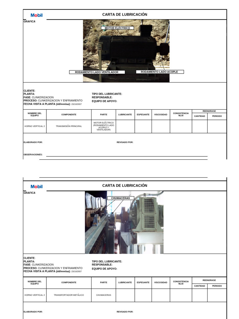Formato Carta de Lubricacion | PDF | Lubricante | Ingeniería mecánica
