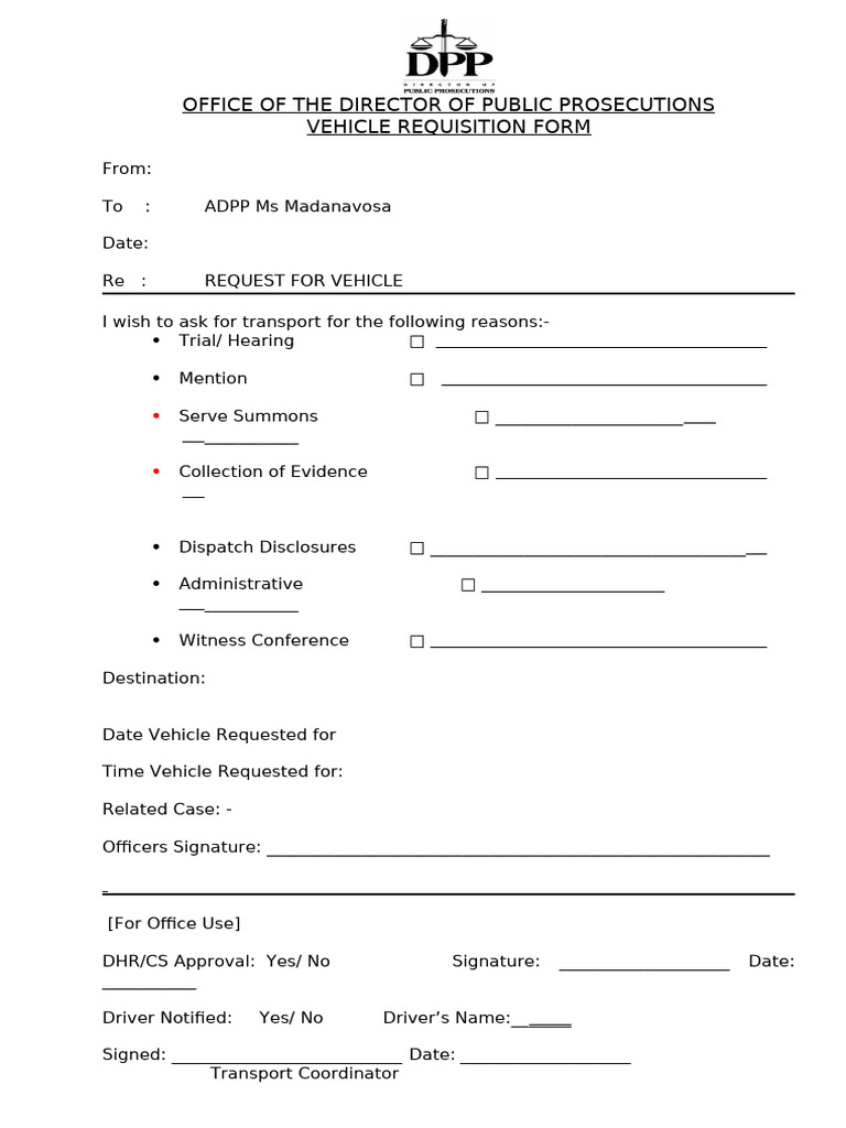 Vehicle Request For ODPP Nausori | PDF