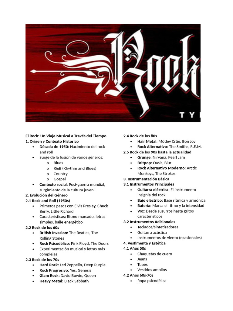 Genero Del Rock | PDF | La música rock | Música heavy metal