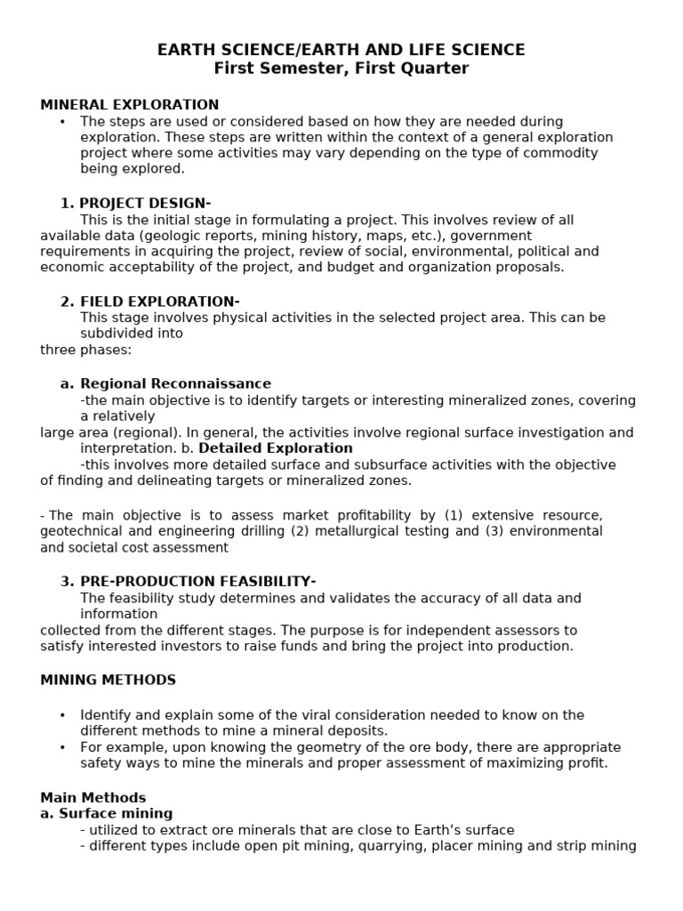 EARTH-SCIENCE-NOTES-3 | PDF | Mining | Ore