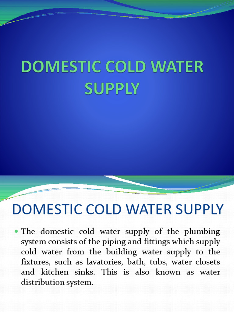 Domestic Cold Water Supply Part 1 For Students | PDF | Pipe (Fluid ...