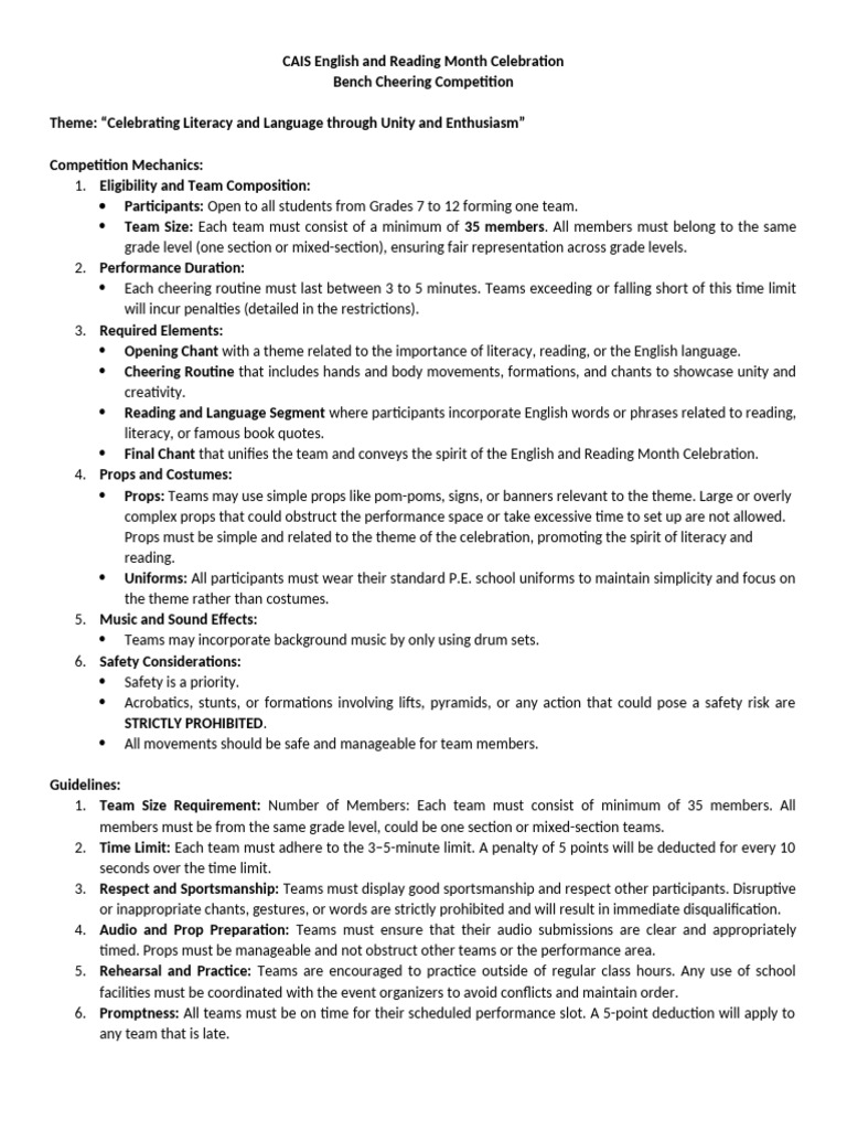 Bench Cheering Guidelines | PDF | Career & Growth