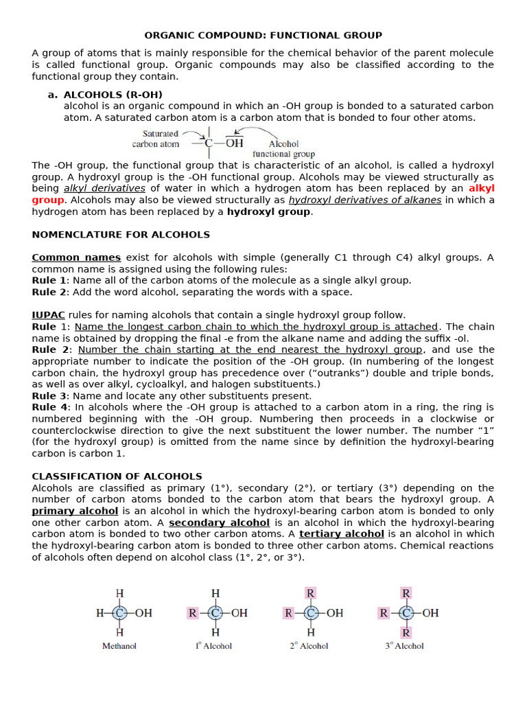 Overview of Organic Functional Groups | PDF | Functional Group | Ester