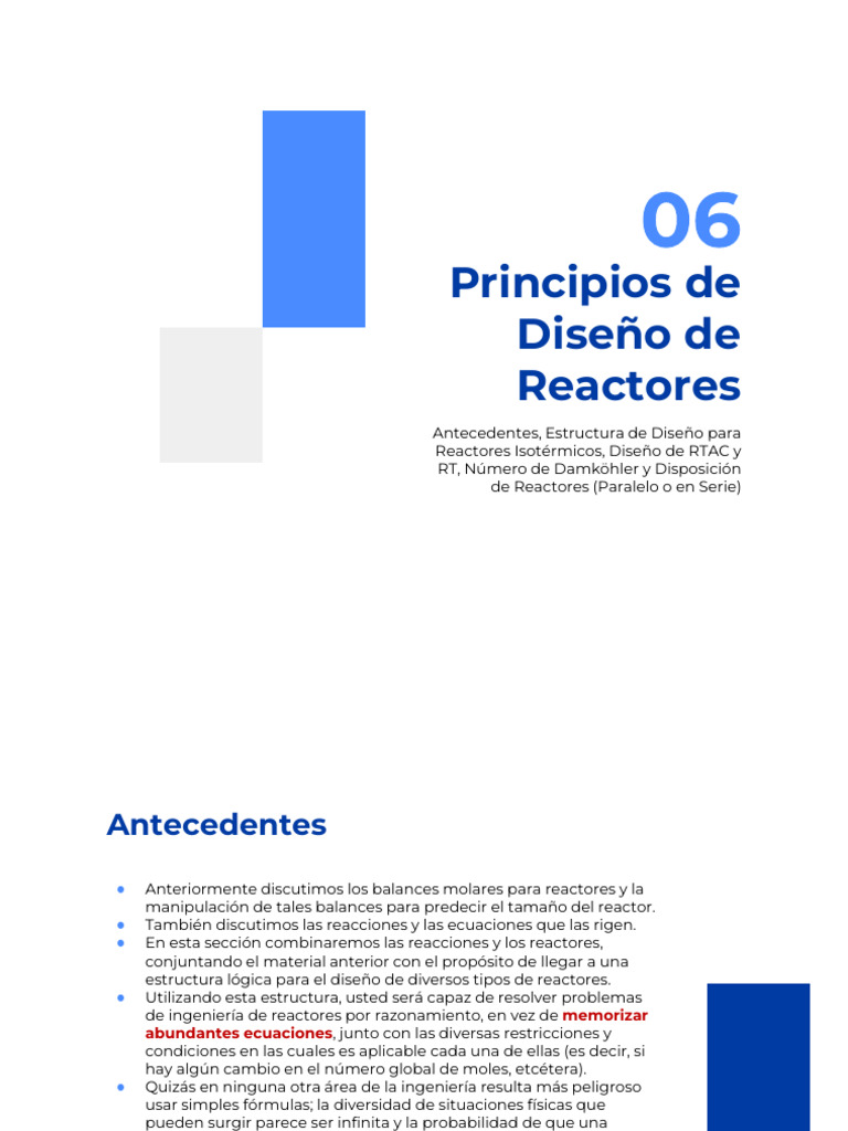 06_ Principios de Diseño de Reactores | PDF | Reactor Quimico | Gases
