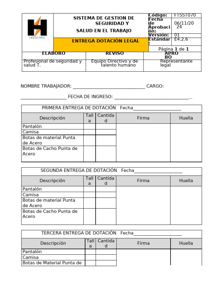 Entrega Dotación Legal | PDF