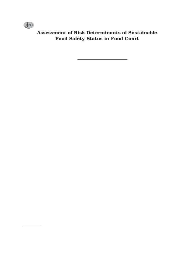 Food Safety Risk Assessment in Food Courts | PDF | Wellness