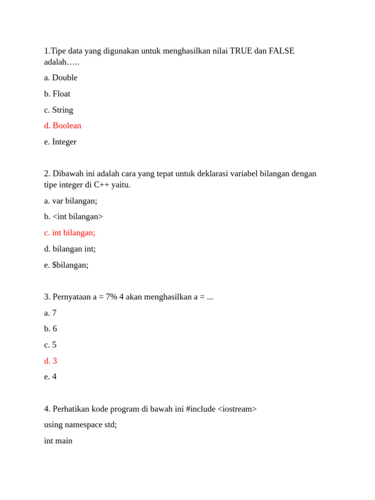 Deklarasi Variabel Integer di C++ | PDF