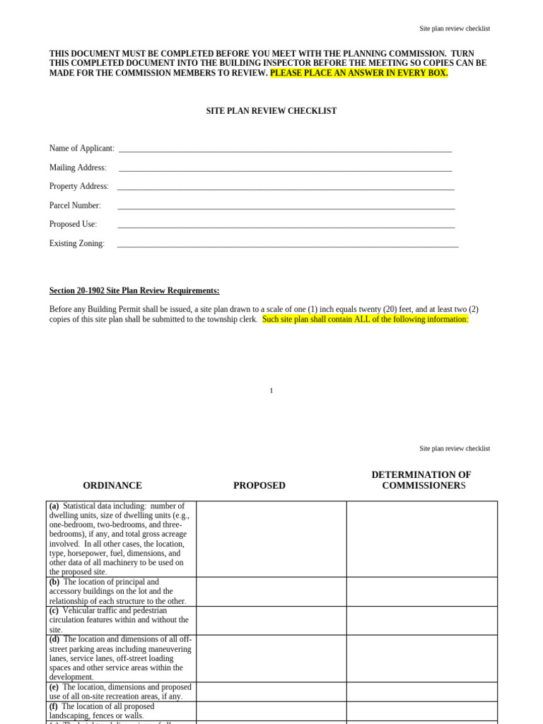 Site Plan Checklist | PDF | Stormwater | Storm Drain