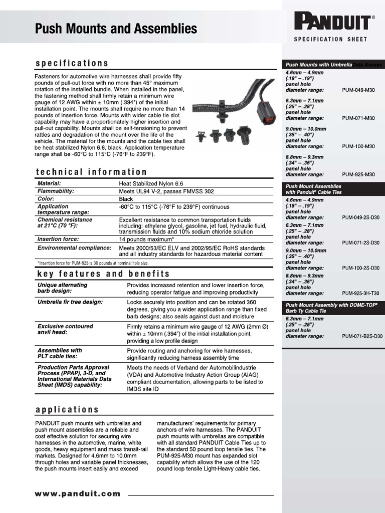 Panduit Push Mounts | PDF