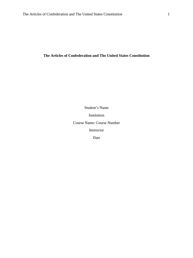 The Articles of Confederation and The United States Constitution ...