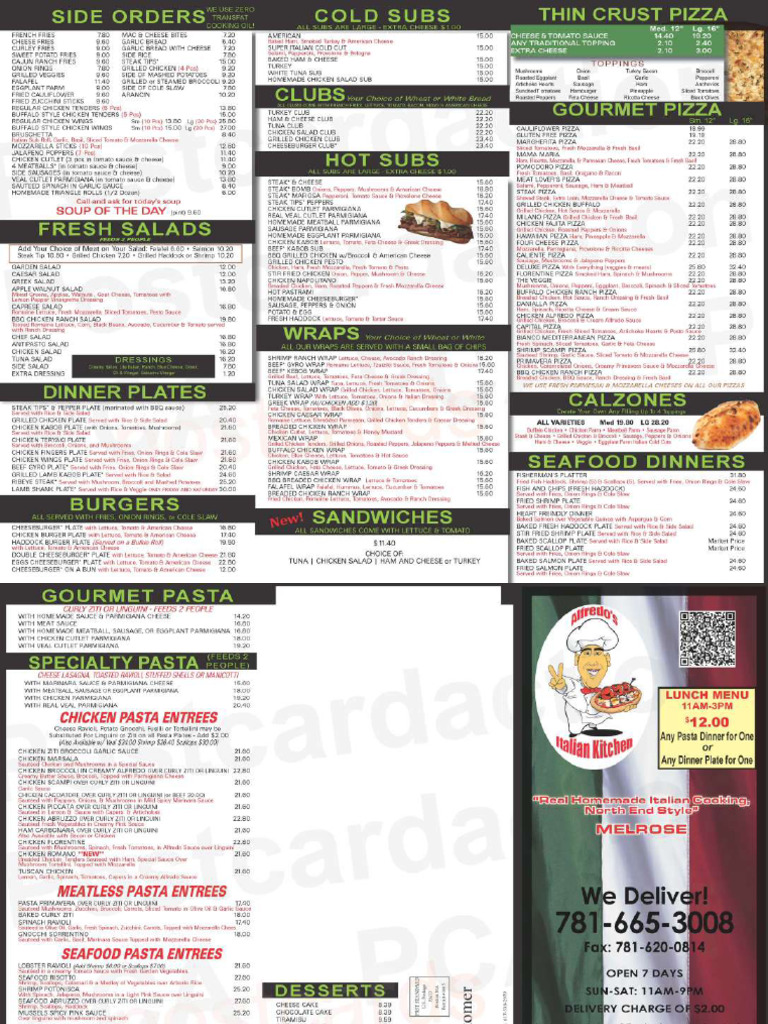 Fredo's Italian Kitchen Menu | PDF