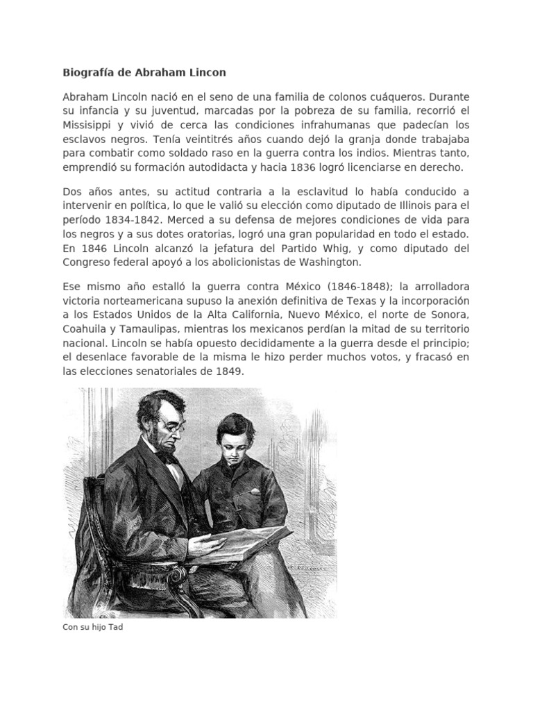 Biografía de Abraham Lincon | PDF | Estados confederados de América ...