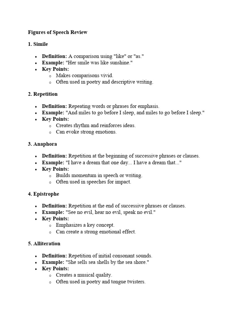 Figures of Speech Review | PDF | Irony | Poetry