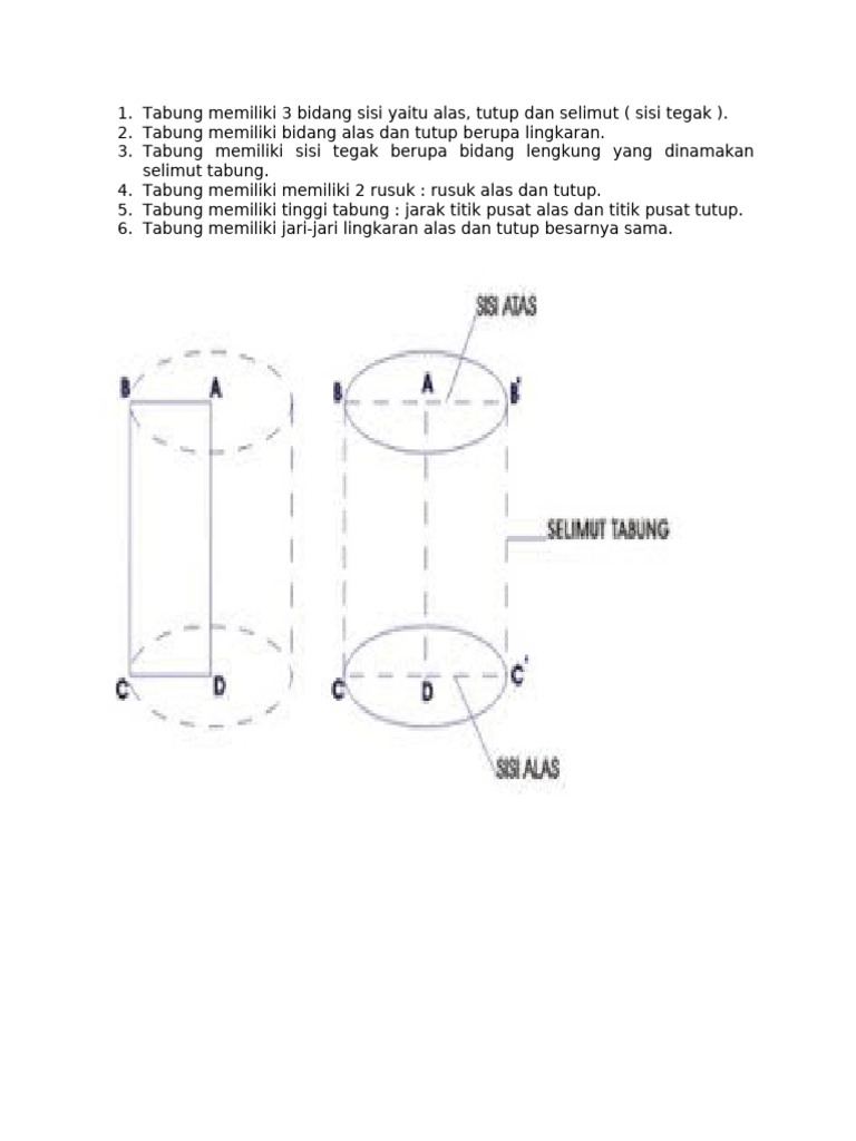 Tabung Memiliki 3 Bidang Sisi Yaitu Alas | PDF
