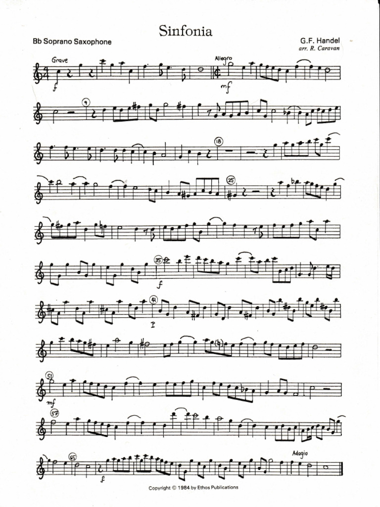 Handel Sinfonia Parts | PDF | Saxophone | Aerophones