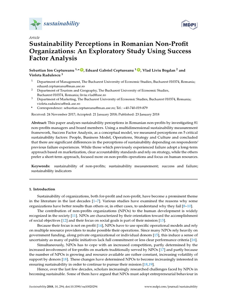 Ceptureanu Et Al., 2018. | PDF | Nonprofit Organization | Sustainability