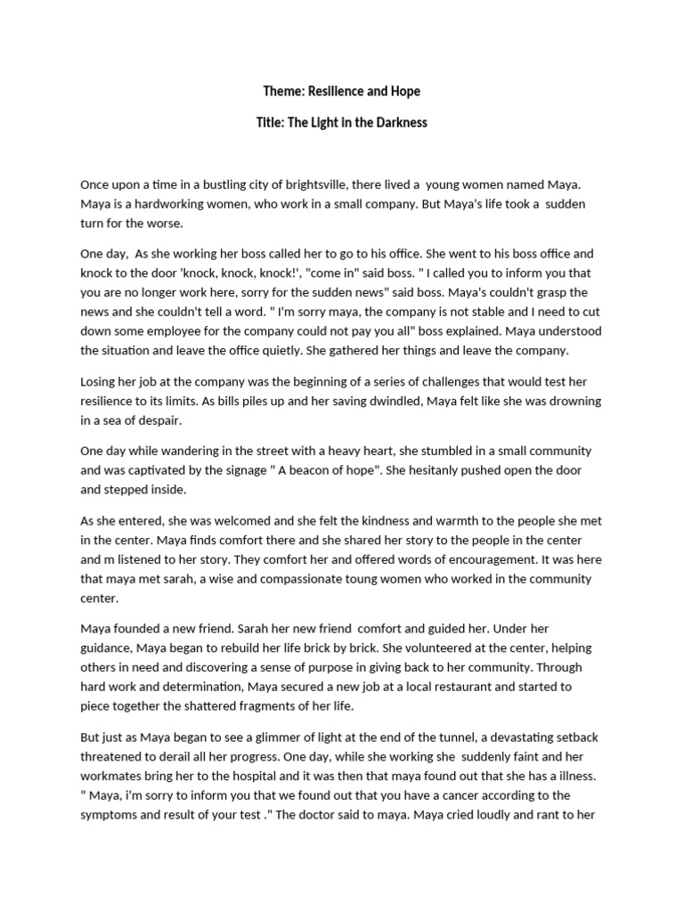 The Light in The Darkness (Shory Story) | PDF | Social Science