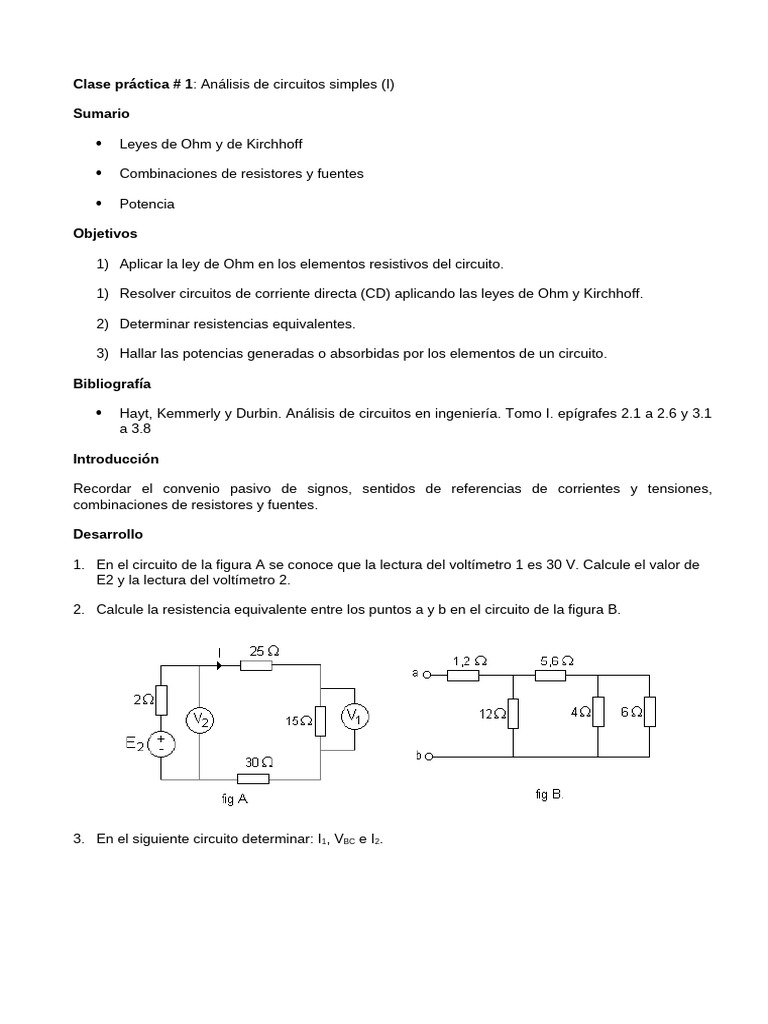 CP1 CE I Plan E Análisis de Circuitos Simples (I) | PDF | Resistencia ...