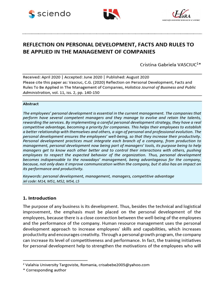 Reflection On Personal Development Facts and Rules | PDF | Employment ...