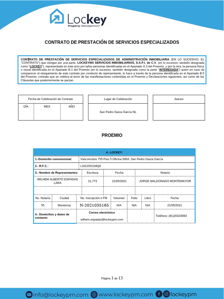 2022 Contrato Lockey New | PDF | Póliza de seguros | Seguro