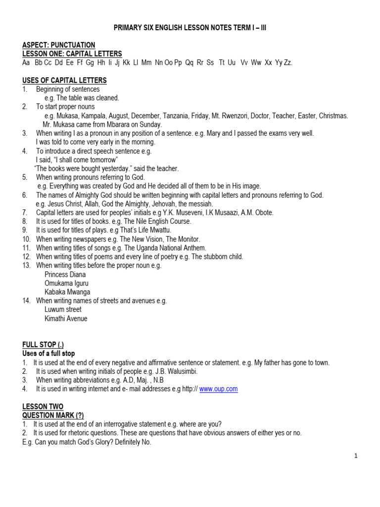 p.6 Primary Six Eng Notes Teacher - Ac | PDF | Grammatical Gender | Pronoun