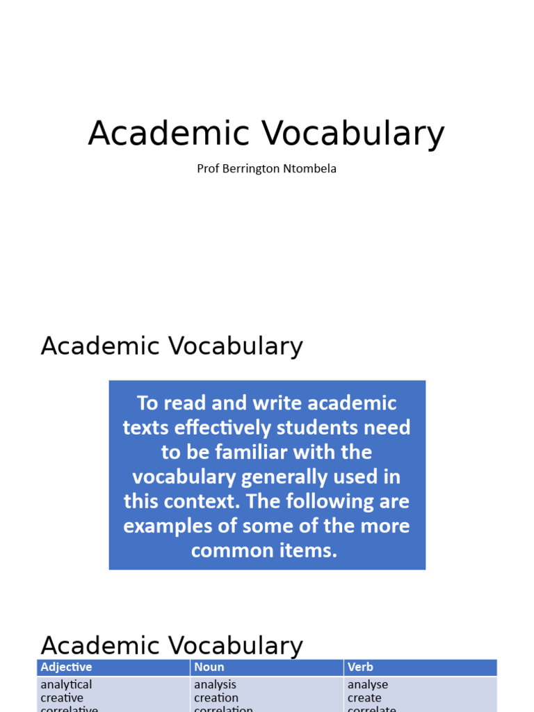 HEHS010 Academic Vocabulary | PDF | Vocabulary | Dependent And ...