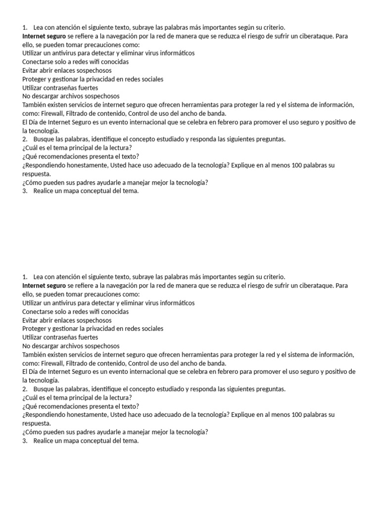 Internet Seguro Sopa Letras | PDF | Informática