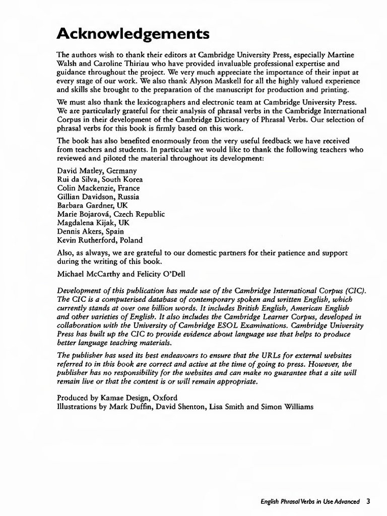 Phrasal Verbs in Use-Adv. Acknowledgements | PDF