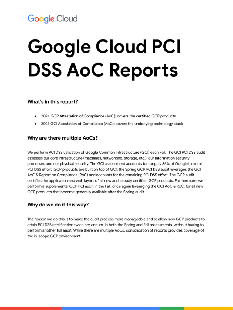 GCP - (SPR-2024) GCP Pci DSS 4.0. | PDF | Payment Card Industry Data ...