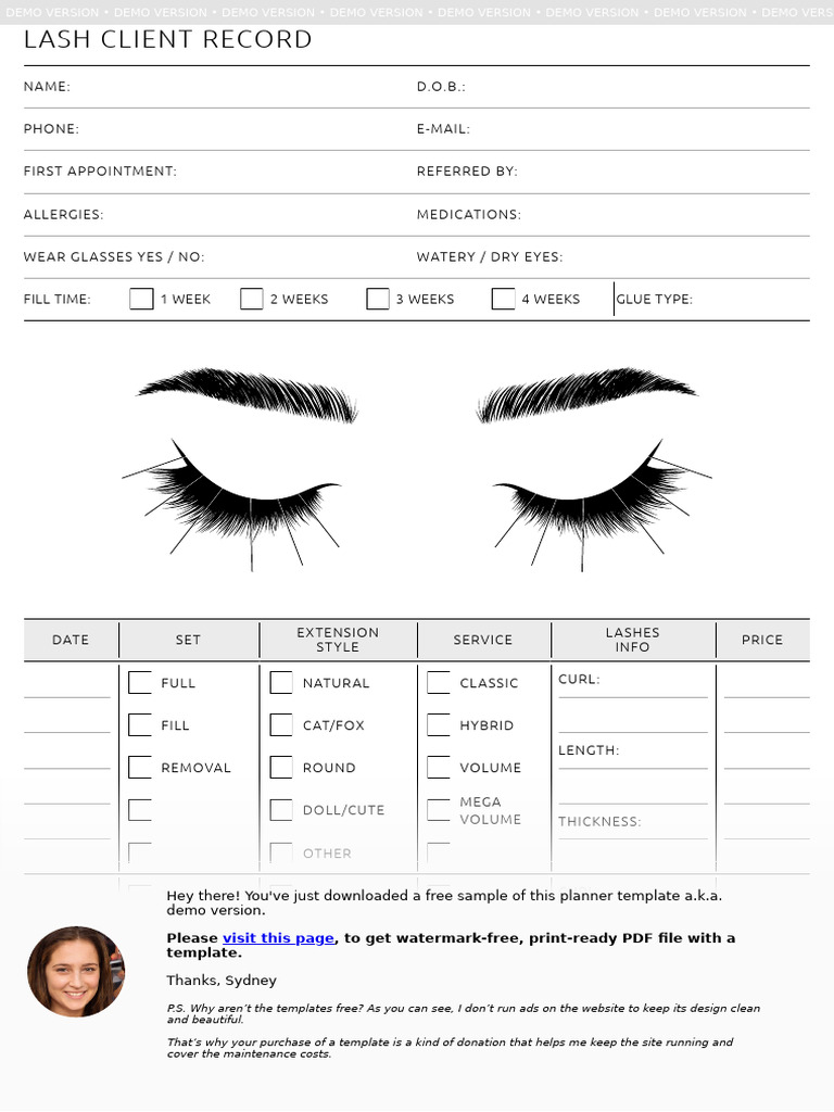 Lash_Client_Record-a4 | PDF